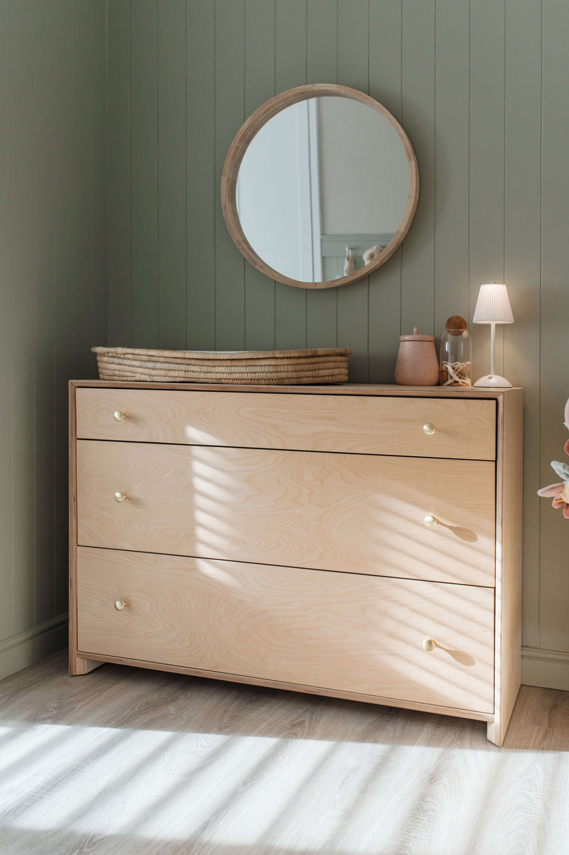 Lora Compactum – Modern Birch Wood Baby Changing Drawers – PINKFOOT